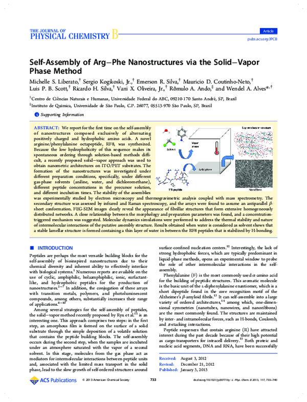 (PDF) Self-Assembly of Arg–Phe Nanostructures via the Solid–Vapor Phase ...