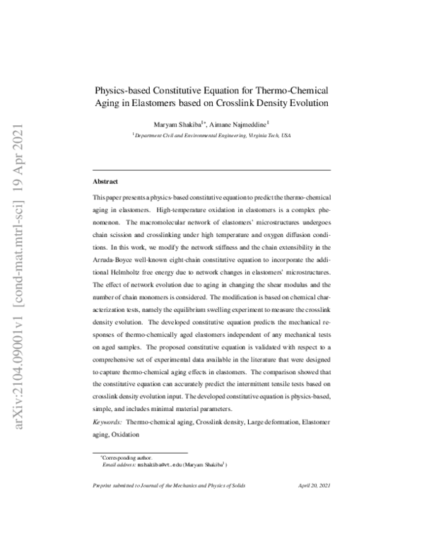 (PDF) Physics-based constitutive equation for thermochemically aged ...