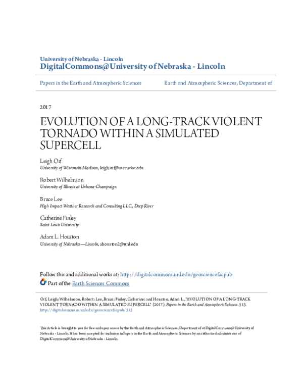 (PDF) Evolution of a Long-Track Violent Tornado within a Simulated ...