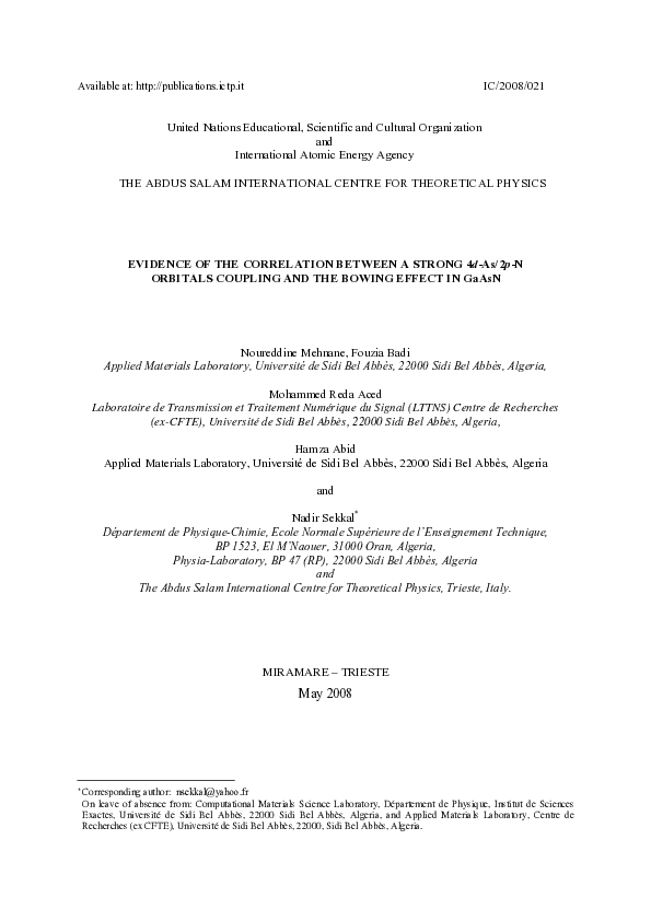 (PDF) Evidence of the correlation between a strong 4d-As/2p-N orbitals ...