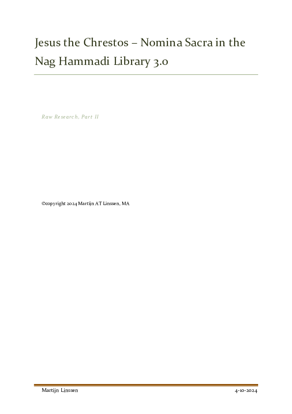 (PDF) Jesus the Chrestos - Nomina Sacra in the Nag Hammadi Library 3.0