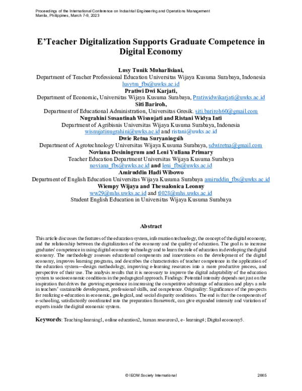 (PDF) E’Teacher Digitalization Supports Graduate Competence in Digital ...