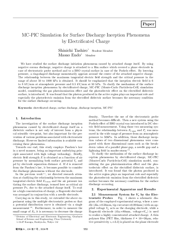 (PDF) MC-PIC Simulation for Surface Discharge Inception Phenomena by ...