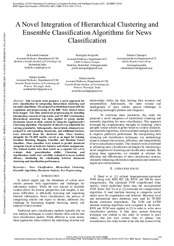 (PDF) A Novel Integration of Hierarchical Clustering and Ensemble ...
