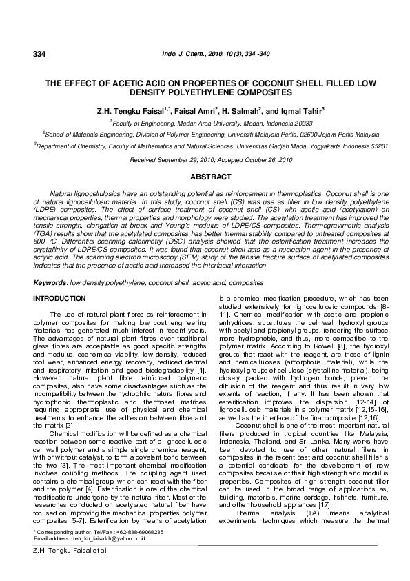 (PDF) The Effect of Acetic Acid on Properties of Coconut Shell Filled ...
