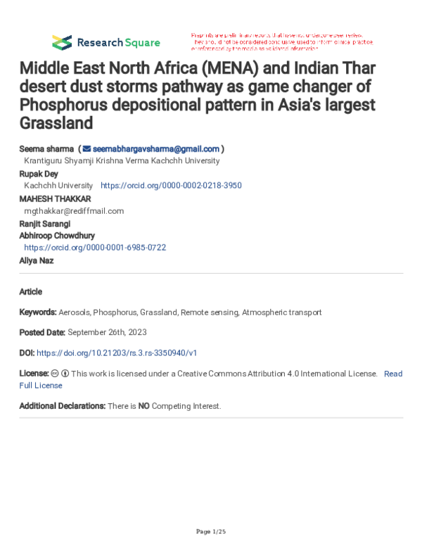 (PDF) Middle East North Africa (MENA) and Indian Thar desert dust ...