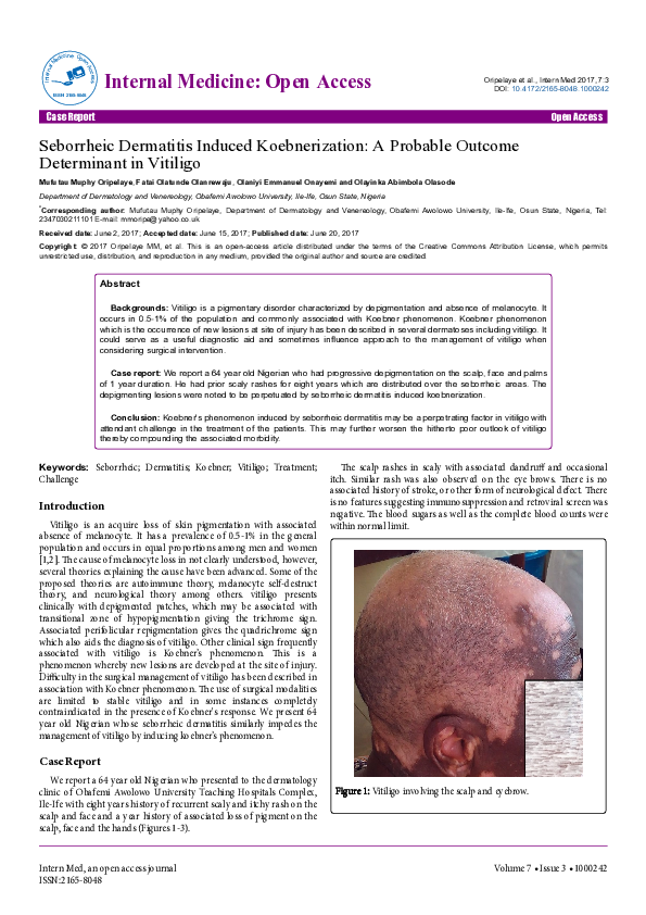 (PDF) Seborrheic Dermatitis Induced Koebnerization: A Probable Outcome ...
