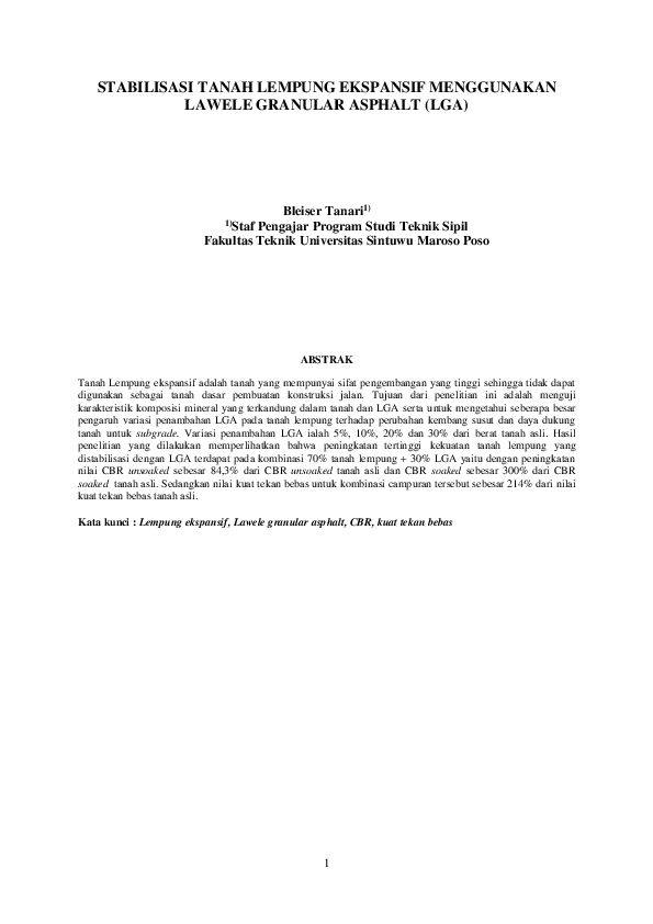 (PDF) Stabilisasi Tanah Lempung Ekspansif Menggunakan Lawele Granular ...