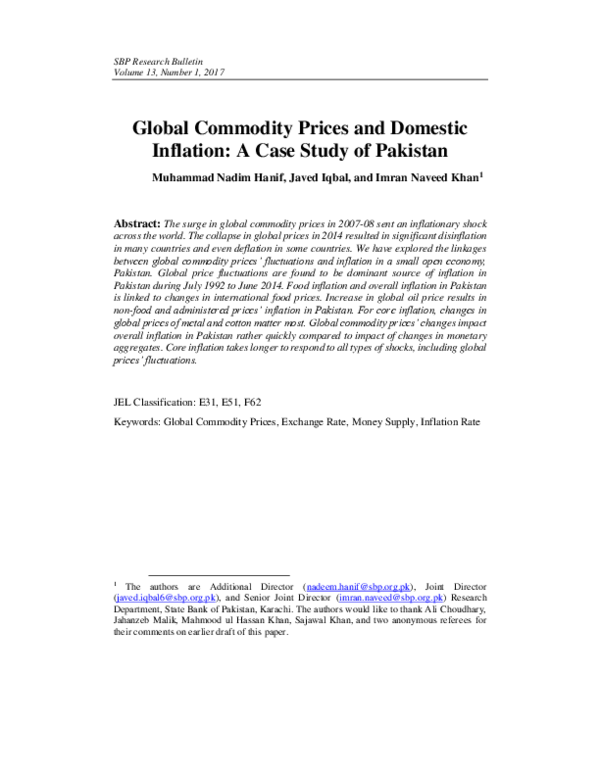 (PDF) Global Commodity Prices and Domestic Inflation: A Case Study of ...
