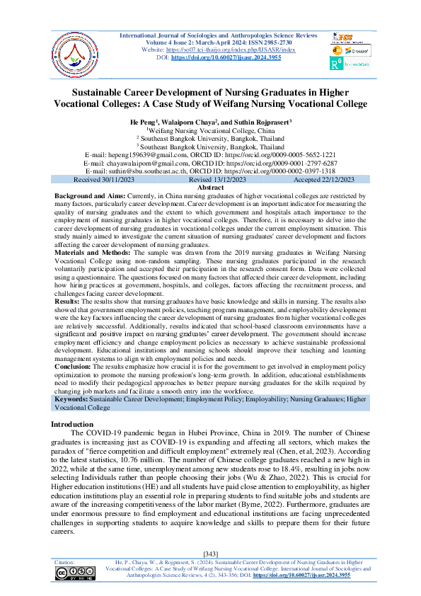 (PDF) Sustainable Career Development of Nursing Graduates in Higher ...