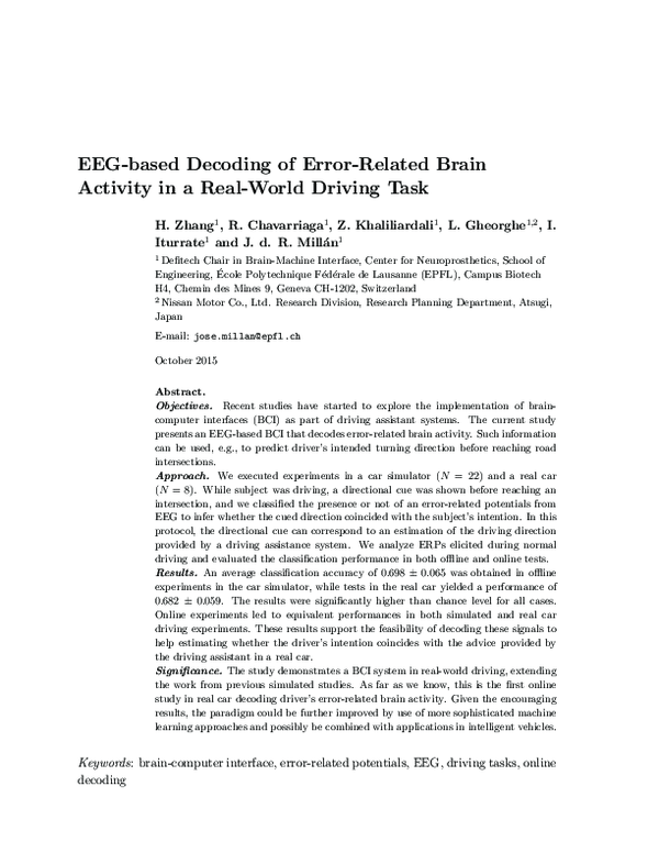 (PDF) EEG-based decoding of error-related brain activity in a real ...