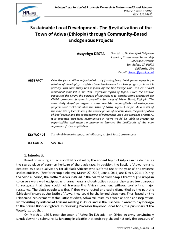 (PDF) Sustainable Local Development. The Revitalization of the Town of ...