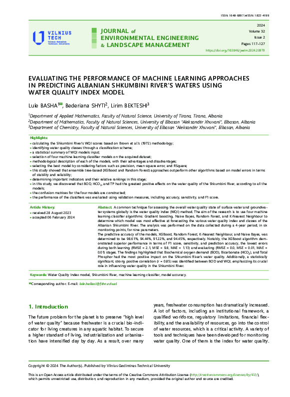 (PDF) Evaluating the Performance of Machine Learning Approaches in Predicting Albanian Shkumbini ...