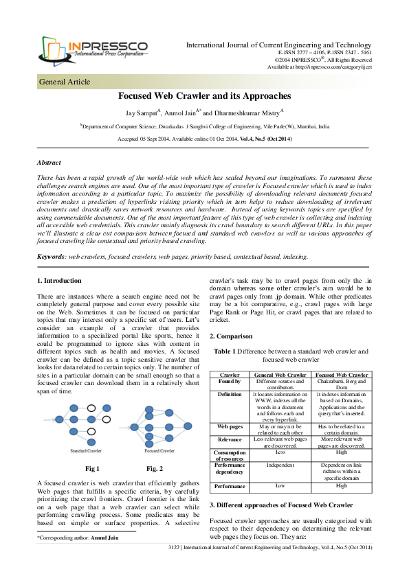 (PDF) Focused Web Crawler and its Approaches