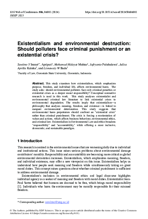 (PDF) Existentialism and environmental destruction: Should polluters ...