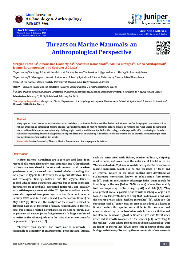 (PDF) Threats on Marine Mammals: an Anthropological Perspective