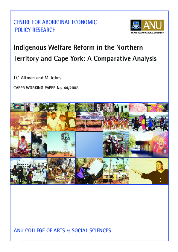 (PDF) Indigenous welfare reform in the Northern Territory and Cape York ...