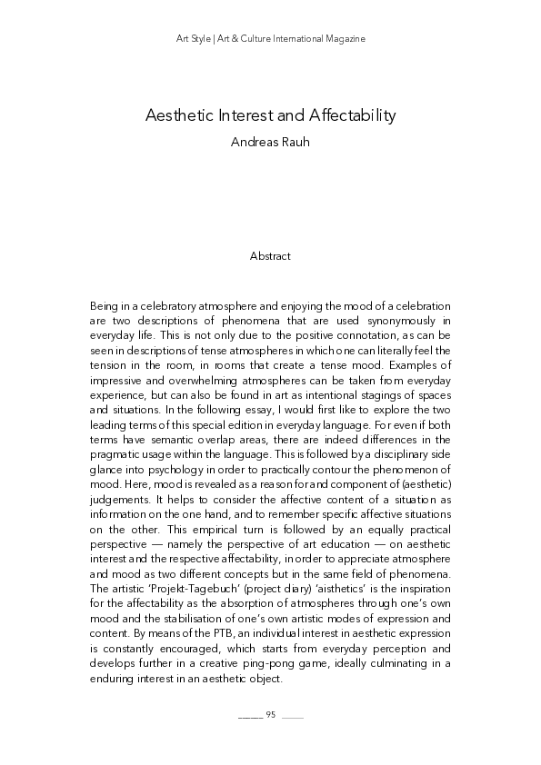 (PDF) Aesthetic Interest and Affectability
