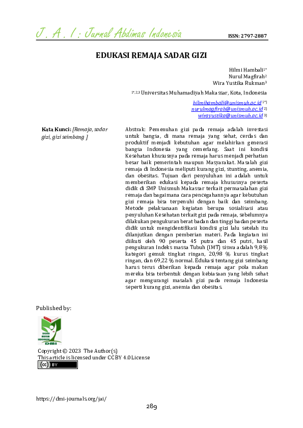 (PDF) Edukasi Remaja Sadar Gizi