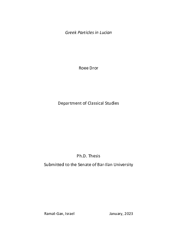 (PDF) Greek Particles in Lucian