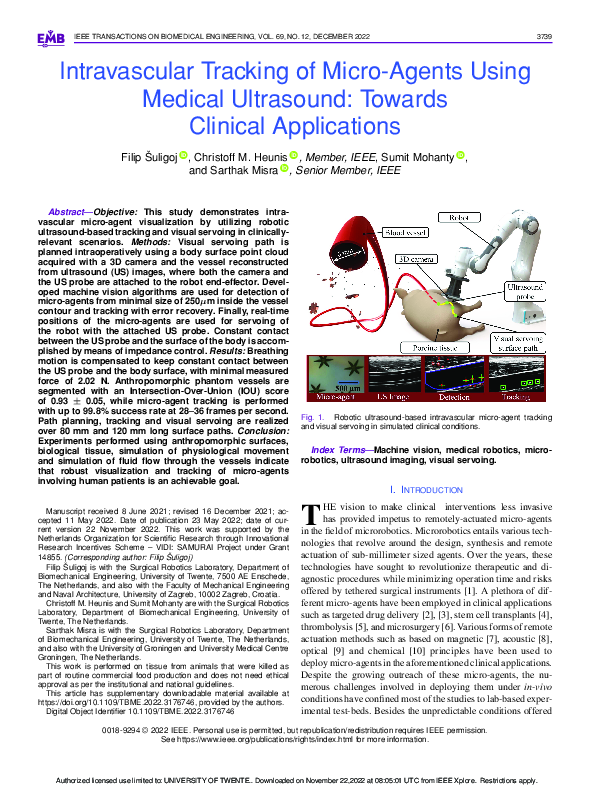 (PDF) Intravascular Tracking of Micro-Agents Using Medical Ultrasound ...