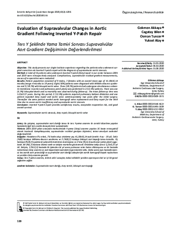 (PDF) Evaluation of Supravalvular Aortic Gradient Changes Following ...