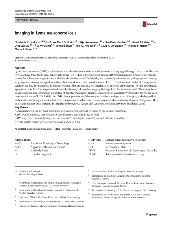 (PDF) Imaging in Lyme neuroborreliosis