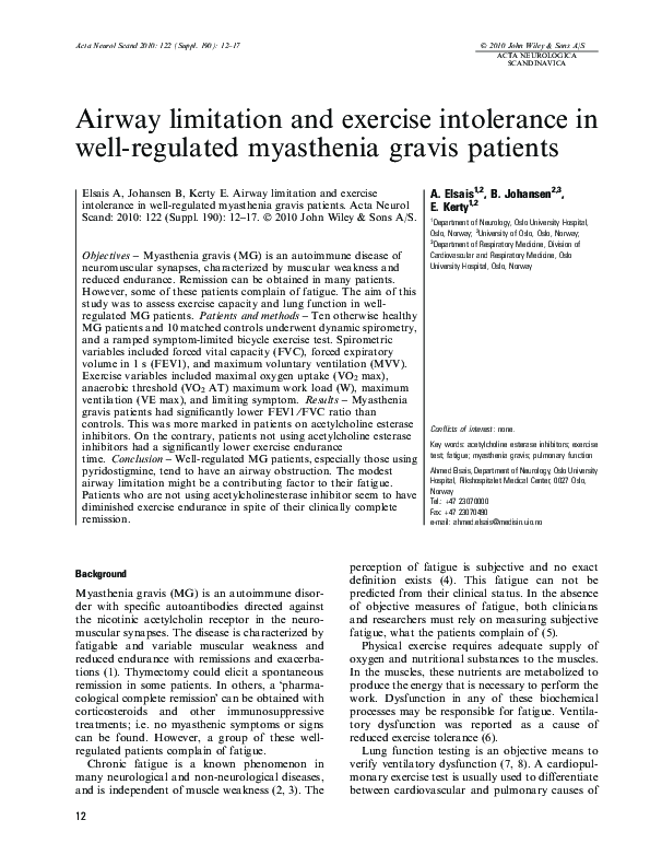 (PDF) Airway limitation and exercise intolerance in well-regulated ...