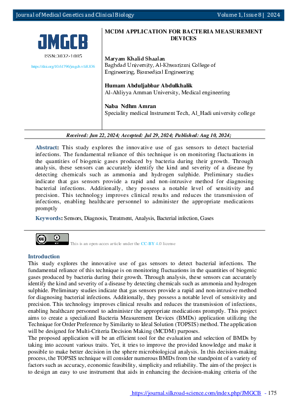 (PDF) MCDM APPLICATION FOR BACTERIA MEASUREMENT DEVICES