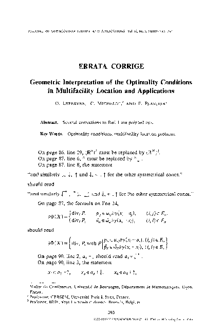 (PDF) Geometric interpretation of the optimality conditions in multifacility location and ...