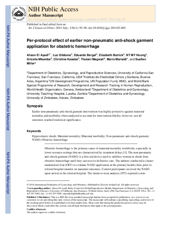 (PDF) Per-protocol effect of earlier non-pneumatic anti-shock garment ...
