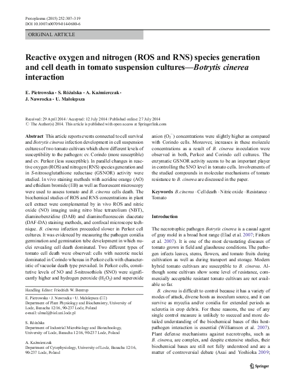 (PDF) Reactive oxygen and nitrogen (ROS and RNS) species generation and ...
