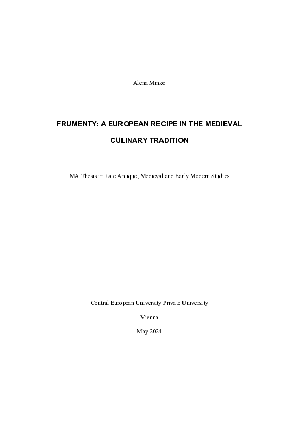 (PDF) FRUMENTY: A EUROPEAN RECIPE IN THE MEDIEVAL CULINARY TRADITION MA ...