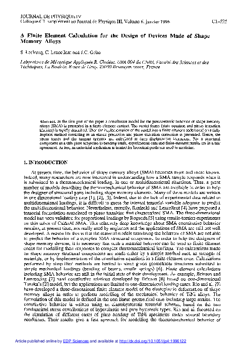 (PDF) A Finite Element Calculation for the Design of Devices Made of ...