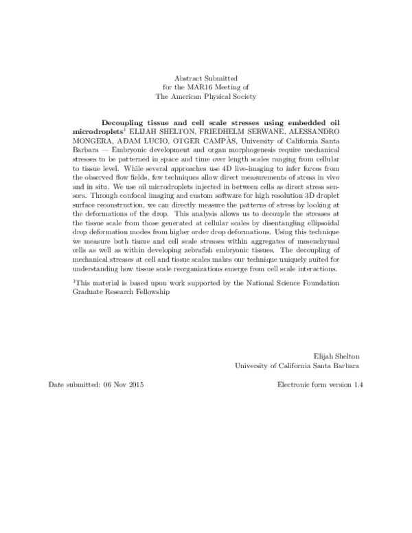 (PDF) Decoupling tissue and cell scale stresses using embedded oil microdroplets