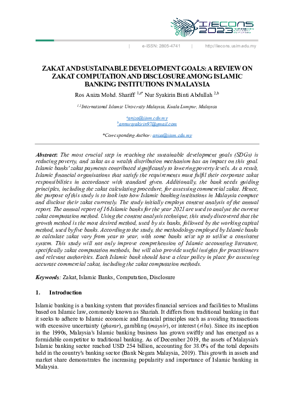 (PDF) Zakat and Sustainable Development Goals: A Review on Zakat Computation and Disclosure ...
