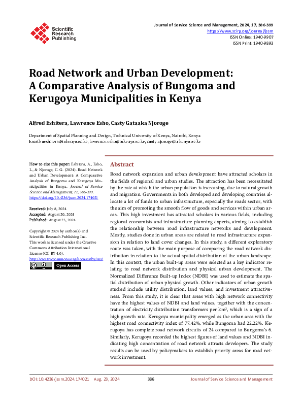 (PDF) Road Network and Urban Development: A Comparative Analysis of ...