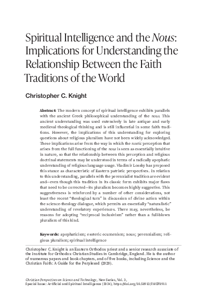 (PDF) Spiritual Intelligence and the Nous: Implications for ...