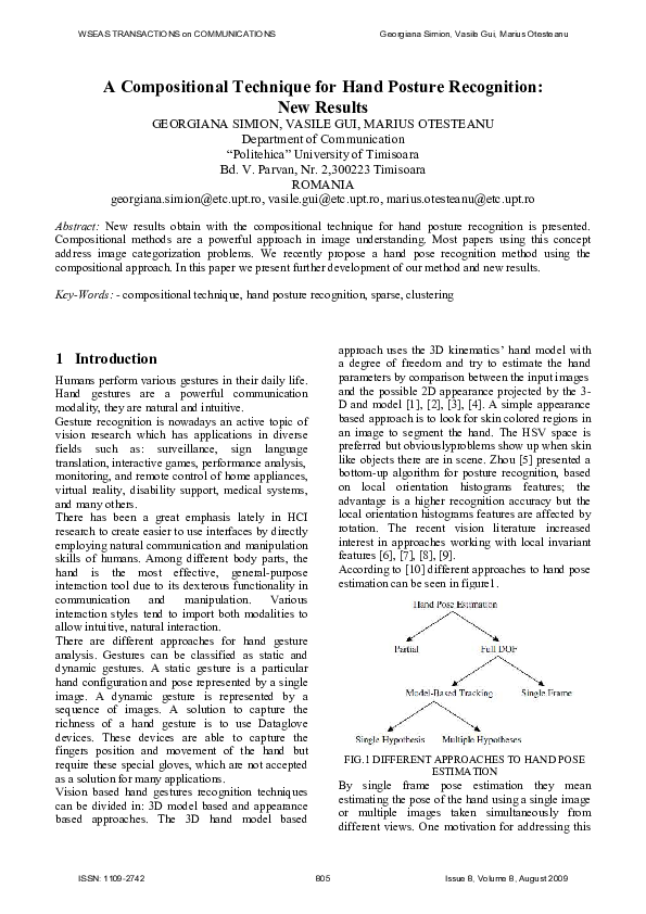 (PDF) A compositional technique for hand posture recognition: new results