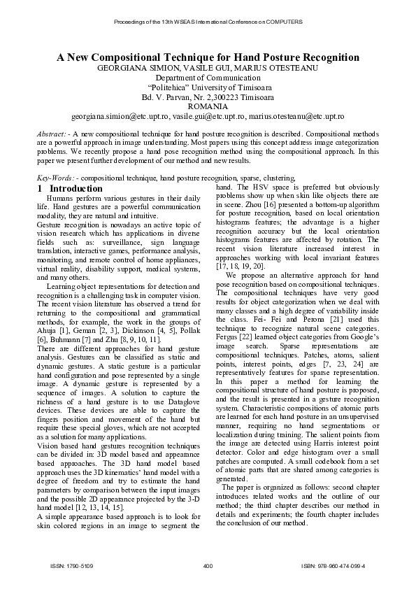 (PDF) A new compositional technique for hand posture recognition