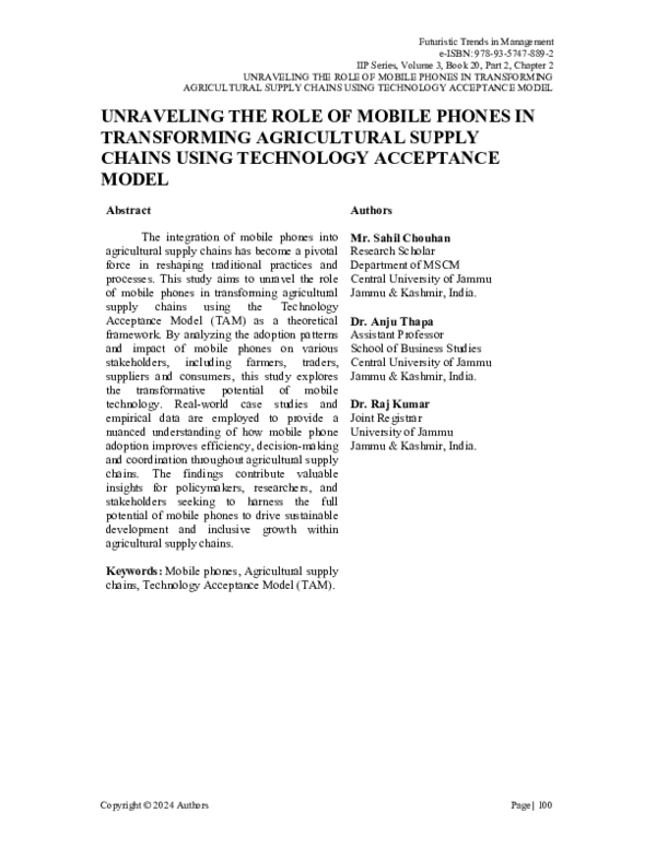 (PDF) Unraveling the Role of Mobile Phones in Transforming Agricultural ...