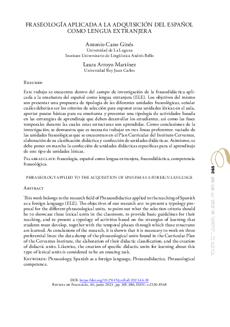 (PDF) Fraseología aplicada a la adquisición del español como lengua extranjera