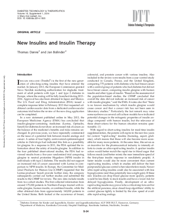 (PDF) New Insulins and Insulin Therapy