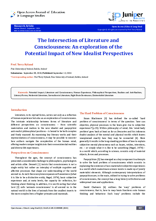 (PDF) The Intersection of Literature and Consciousness: An Exploration ...