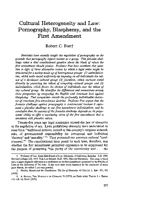 (PDF) Cultural Heterogeneity and Law: Pornography, Blasphemy, and the ...