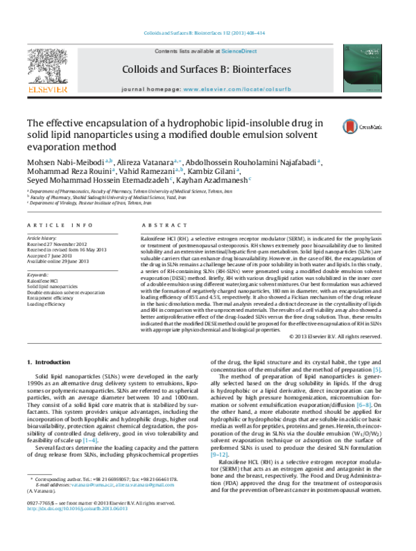 (PDF) The effective encapsulation of a hydrophobic lipid-insoluble drug ...