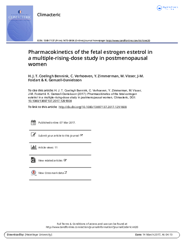 (PDF) Pharmacokinetics of the fetal estrogen estetrol in a multiple-rising-dose study in ...