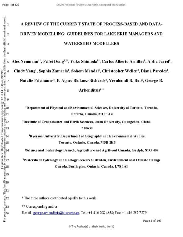 A Review Of The Current State Of Process Based And Data Driven Modelling Guidelines For Lake