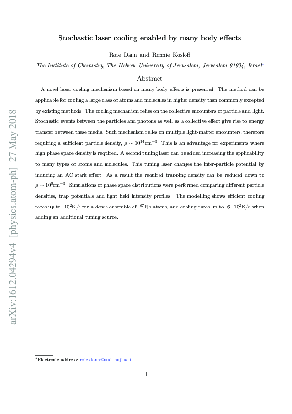 (PDF) Stochastic laser cooling enabled by many-body effects