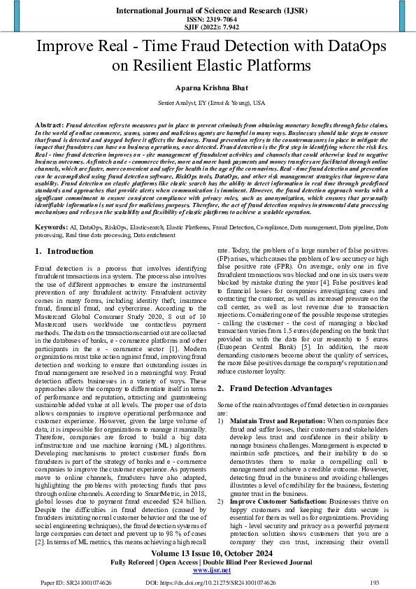 (PDF) Improve Real -Time Fraud Detection with DataOps on Resilient ...
